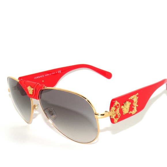 Versace | Accessories | Versace 25q 100211 Red Gold Grey Sunglasses ...